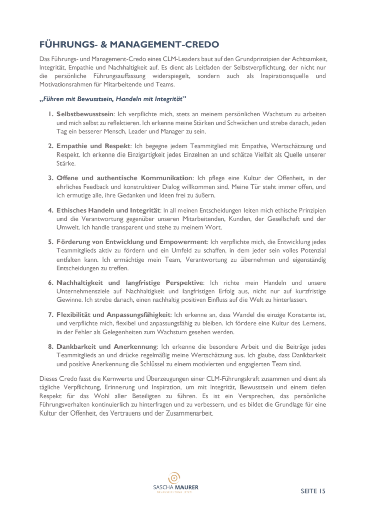 Das Führungs-Credo im Conscious Leadership & Management Modell (CLM ...